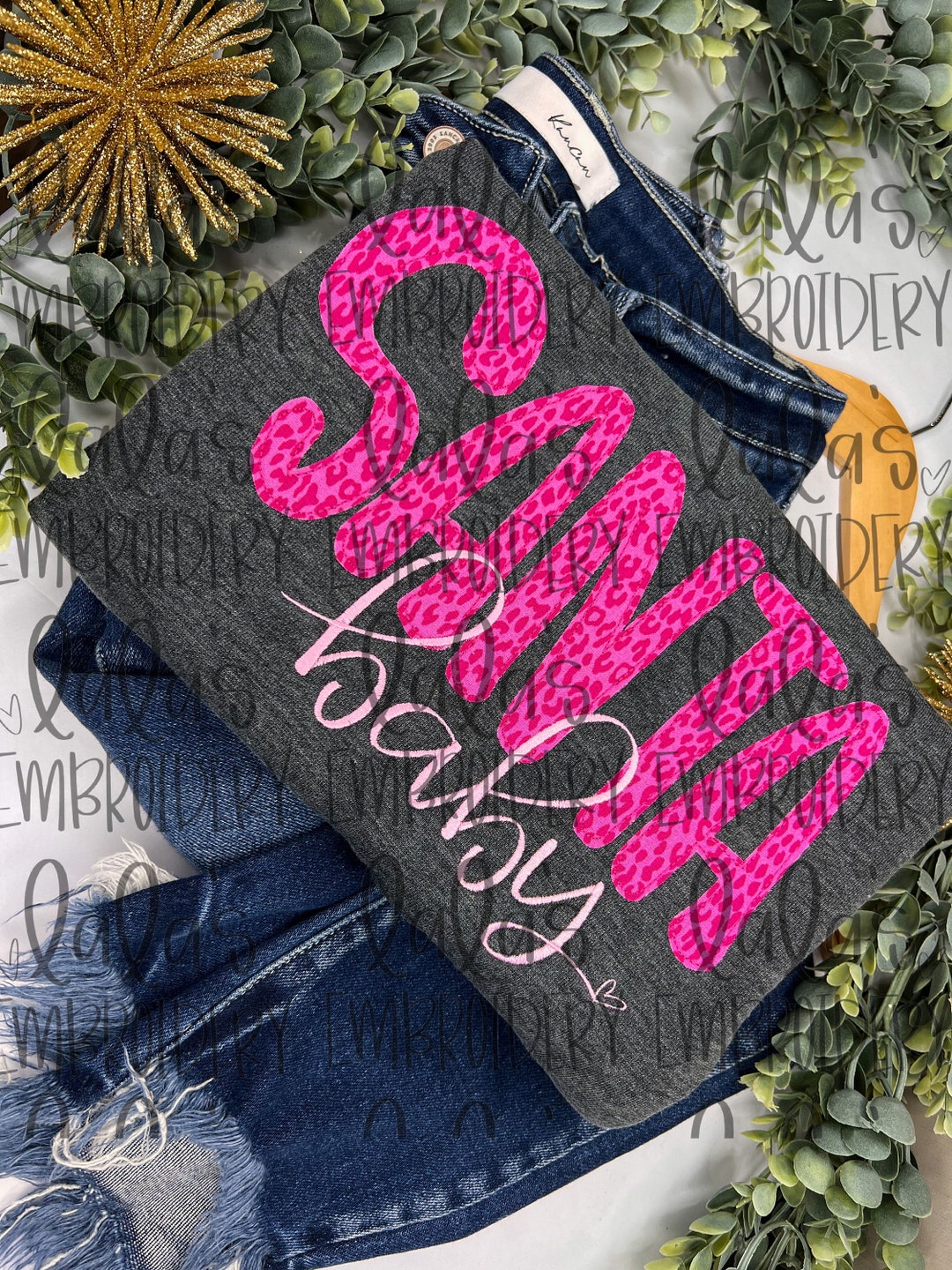 SANTA BABY Applique/embroidered Design - Hand Lettered Design - Etsy