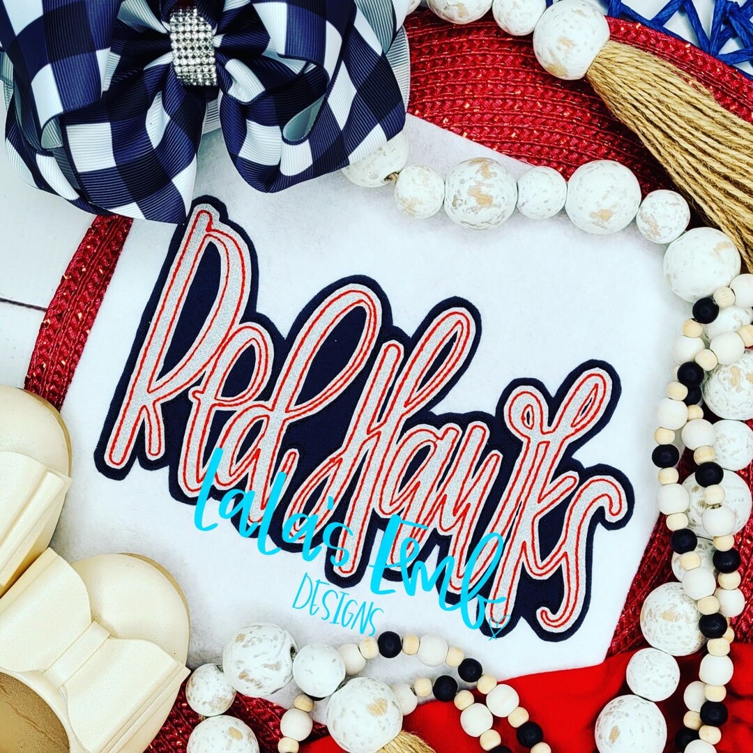 Redhawks Double Stack Applique Design - Hand Lettered Design - Etsy