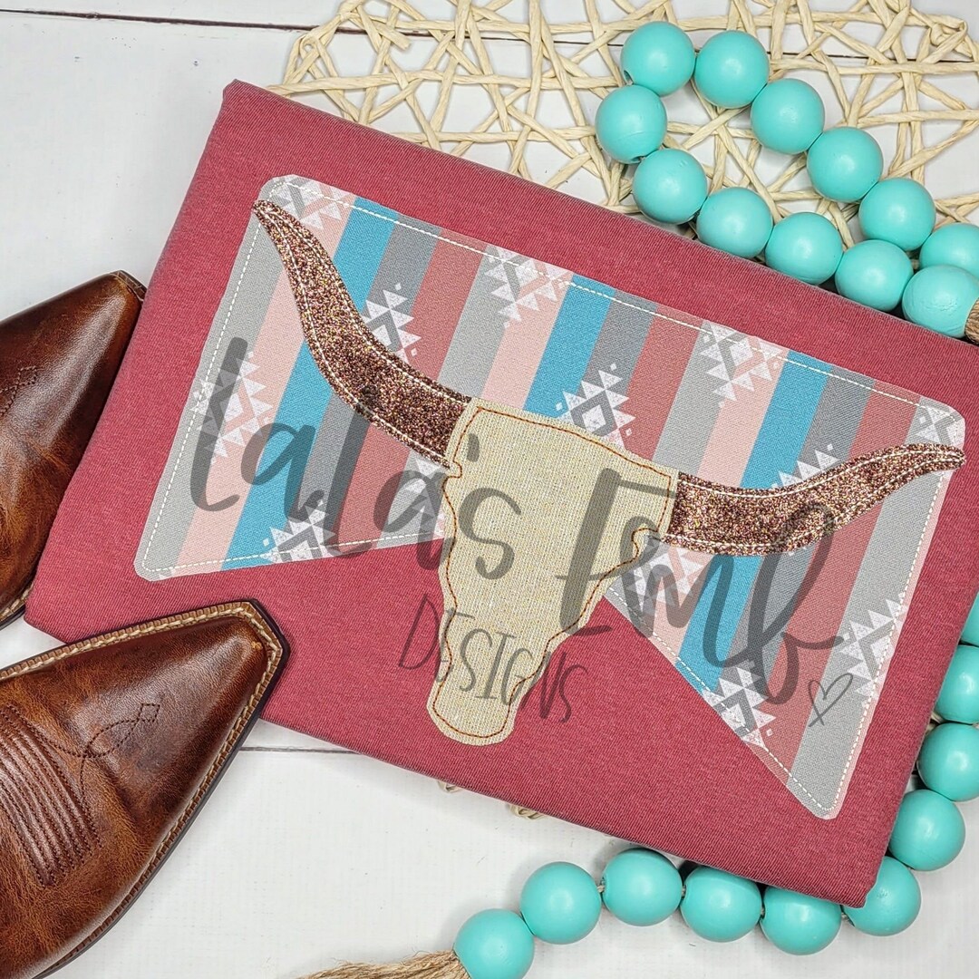 Longhorn Warning Applique Design - Hand Lettered Design - Etsy