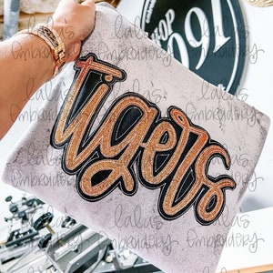 TIGERS Double Stack Team Applique Design - Hand Lettered Design - Etsy