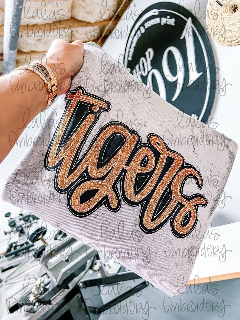 TIGERS Double Stack Team Applique Design - Hand Lettered Design - Etsy