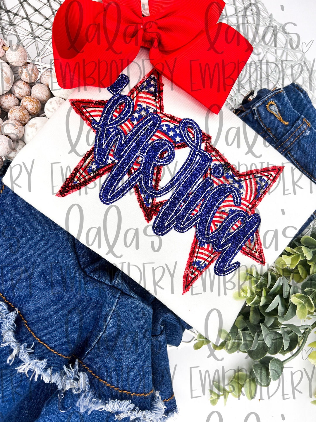 Merica and Stars Applique Design - Hand Lettered Design - Etsy