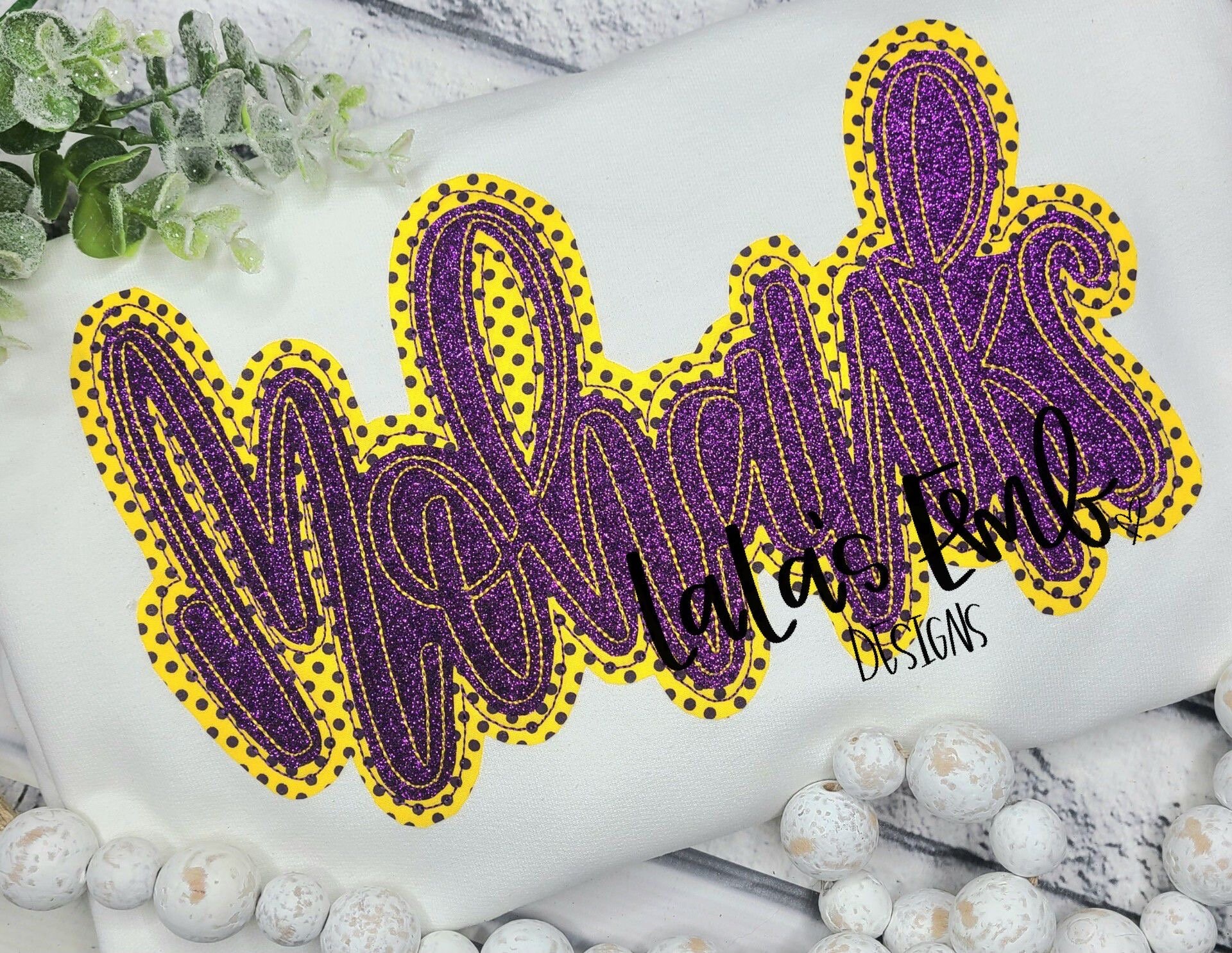 Mohawks Double Stack Applique Design - Hand Lettered Design - Etsy