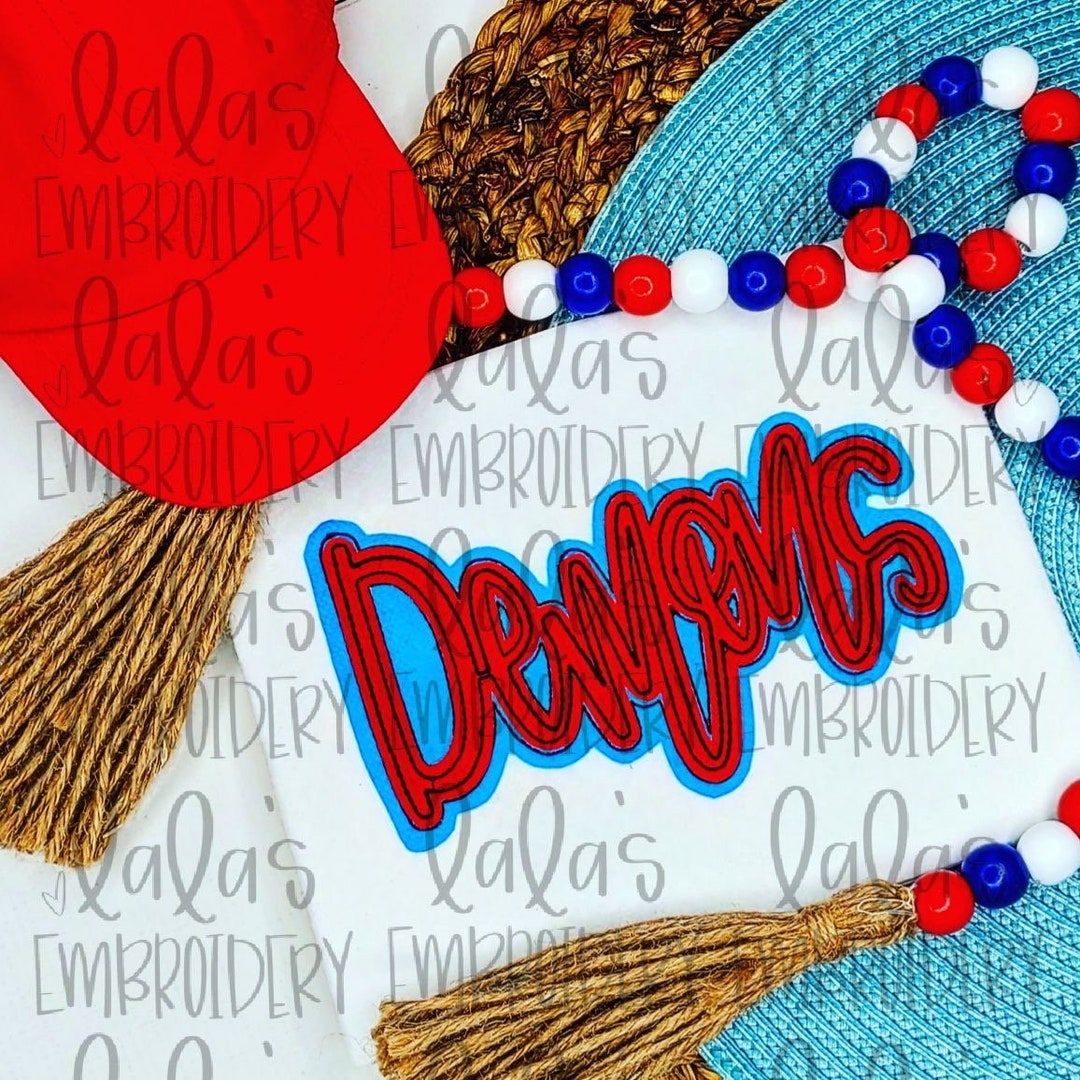 Demons Double Stack Applique Design - Hand Lettered Design - Etsy