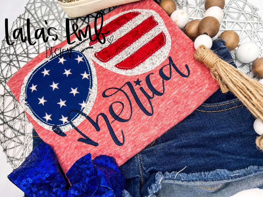 Merica Shades Applique / Embroidery Design - Hand Lettered Design ...