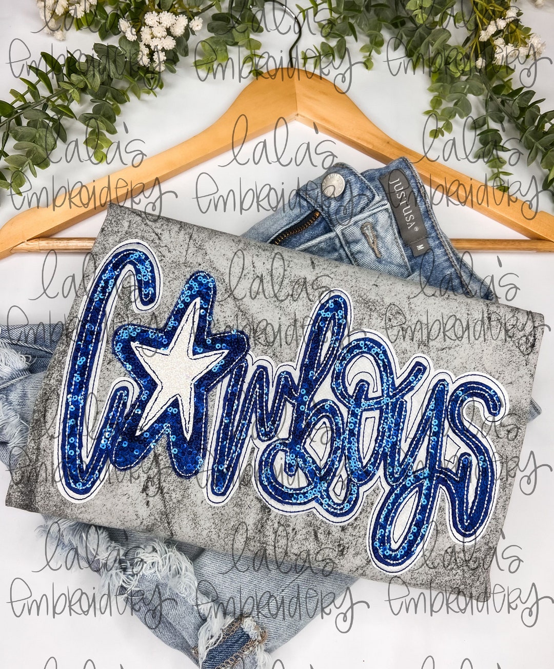 COWBOYS Double Stack Team Applique Design - Hand Lettered Design - Etsy