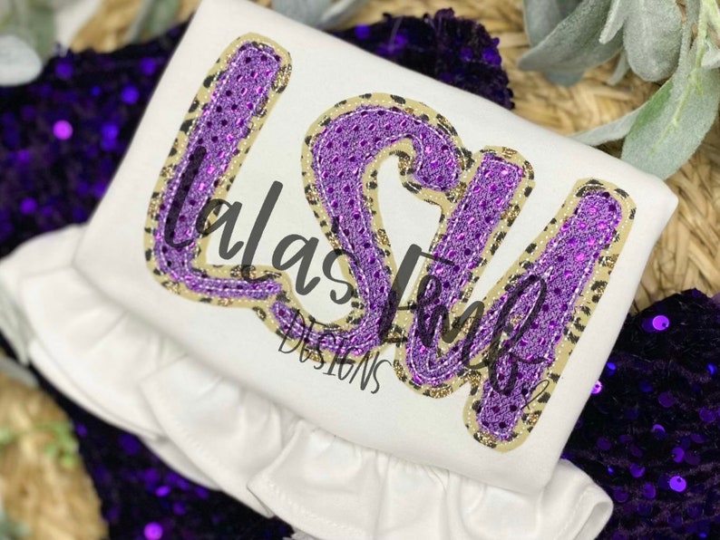 LSU Double Stack Applique Design - Hand Lettered Design - Etsy
