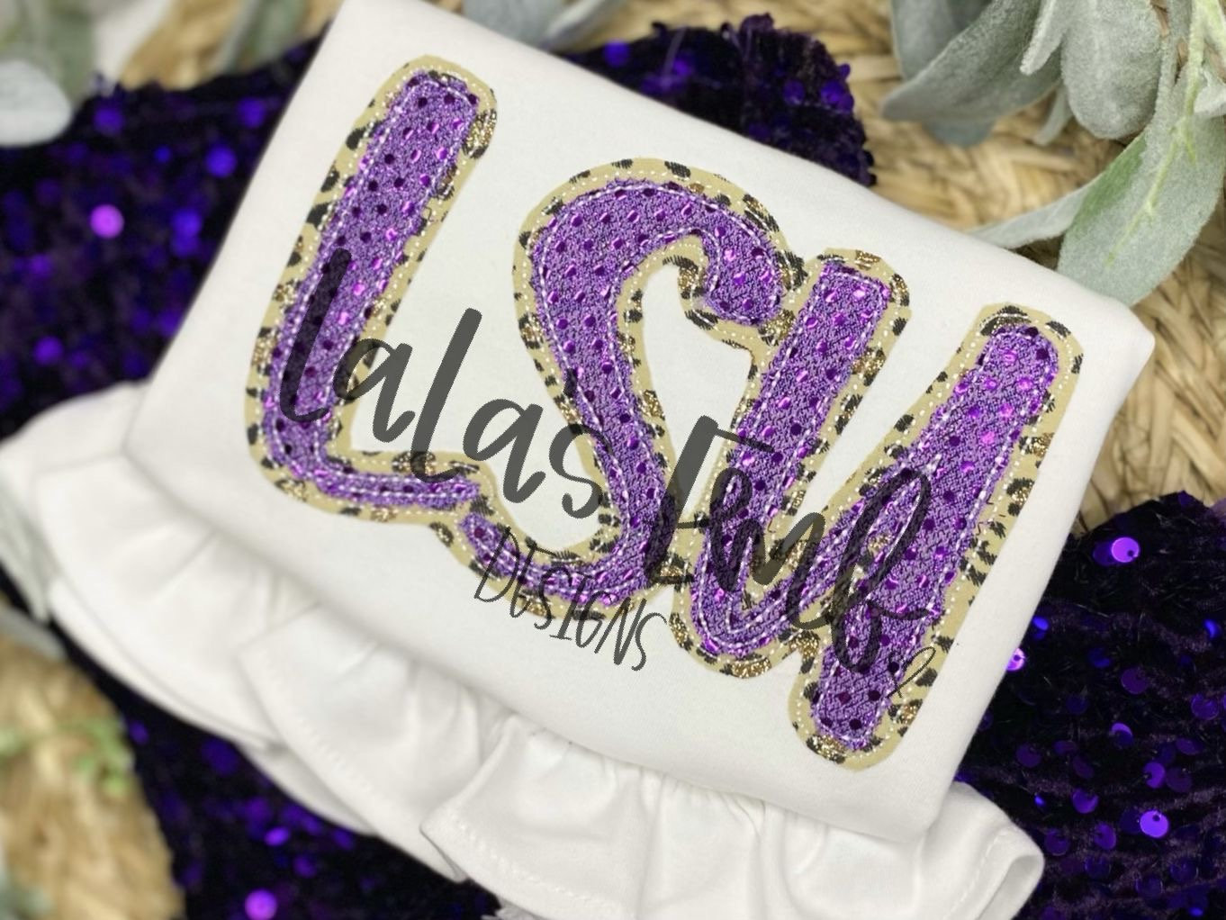 LSU Double Stack Applique Design - Hand Lettered Design - Etsy