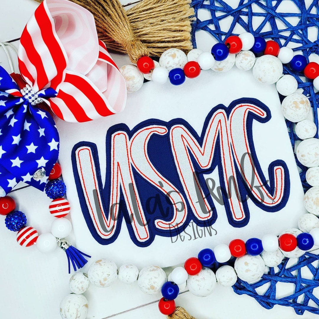 USMC Double Stack Applique Design - Hand Lettered Design ** Instant ...