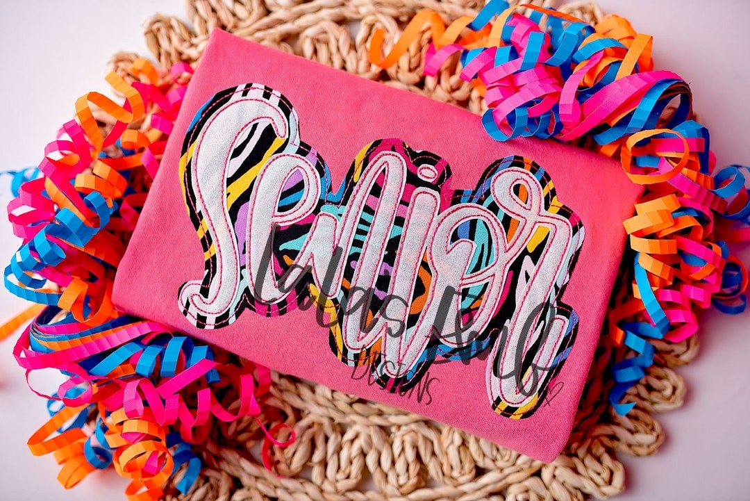 Senior Double Stack Applique Design - Hand Lettered Design - Etsy