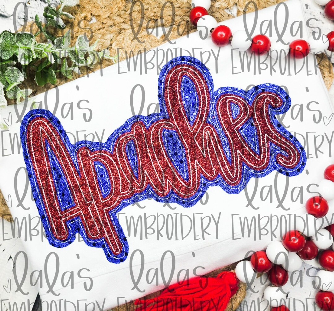 Apaches Double Stack Applique Design - Hand Lettered Design - Etsy