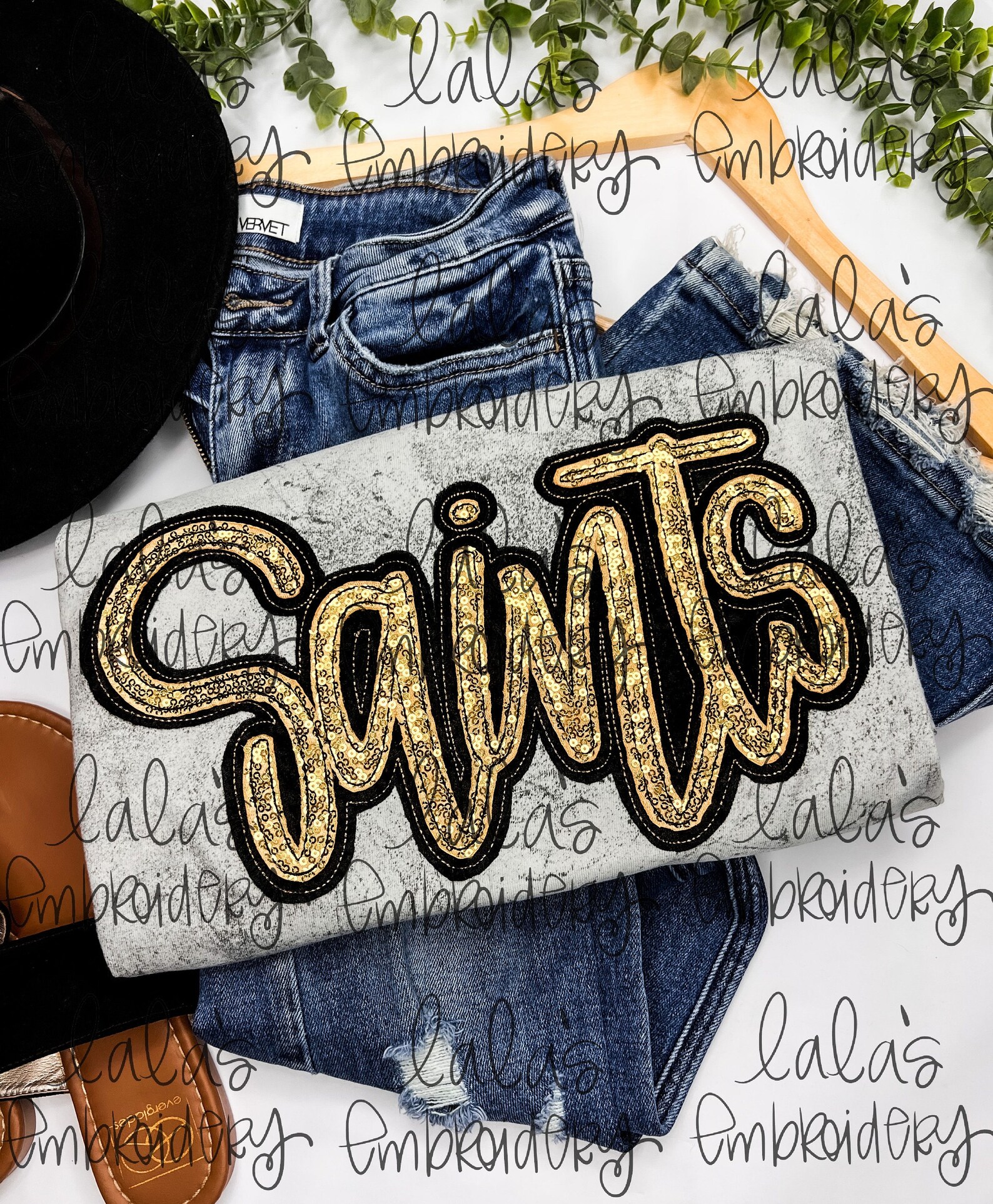 S a I N T Double Stack Team Applique Design Hand Lettered - Etsy
