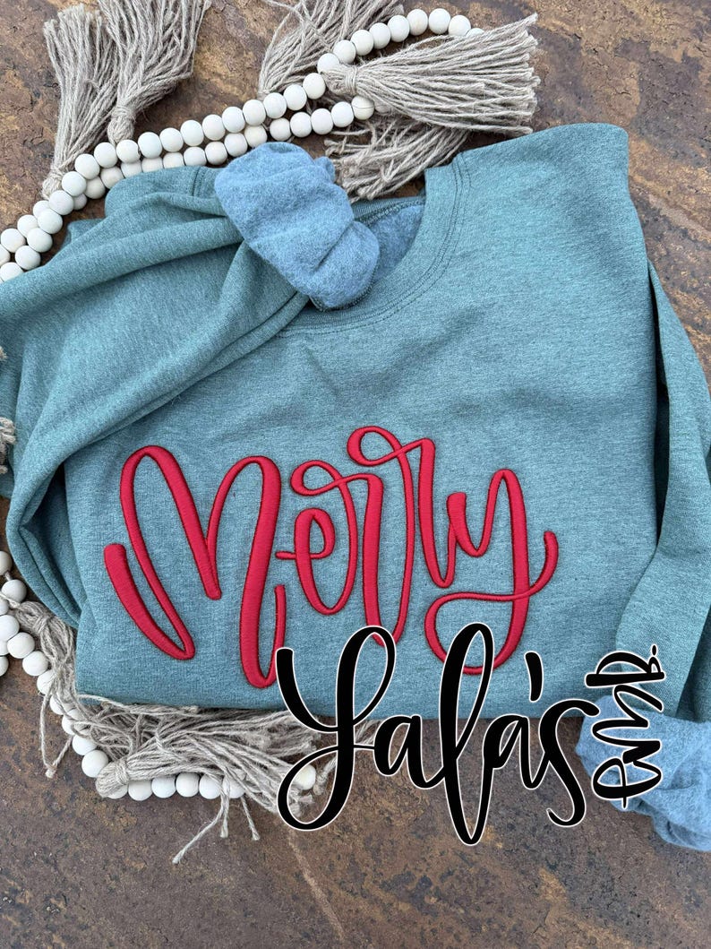 Merry - 3D Puff Embroidery Design -hand Lettered by Lala's - DESIGN ...