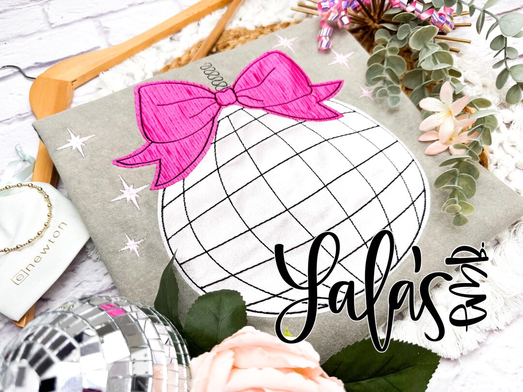 Disco Ball W/bow Applique / Embroidery Design - DESIGN SOLD ONLY - Etsy