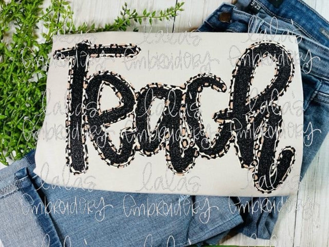 TEACH Double Stack Applique Design - Hand Lettered Design - Etsy