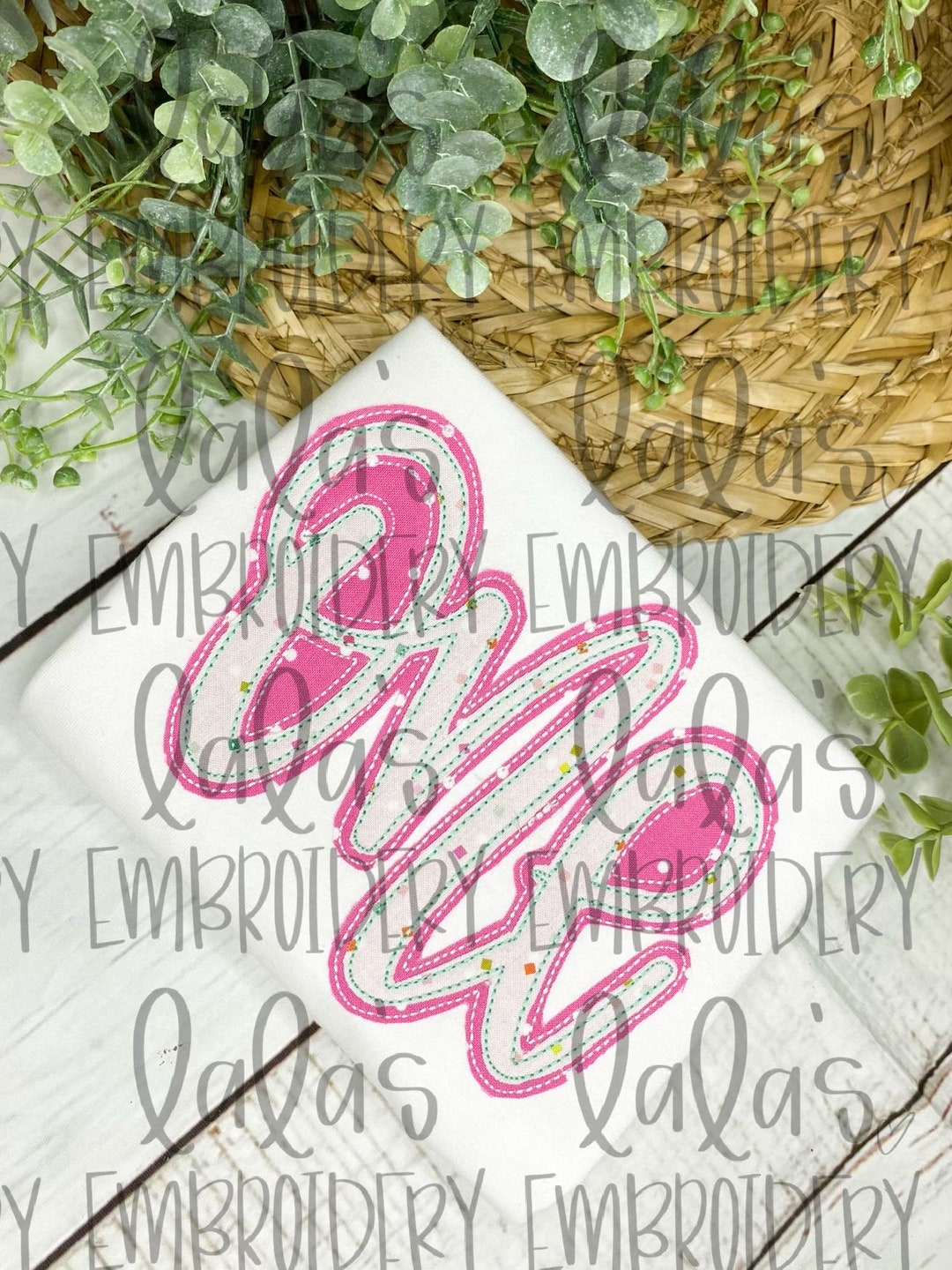 ONE Double Stack Applique/embroidery Design - Hand Lettered Design ...