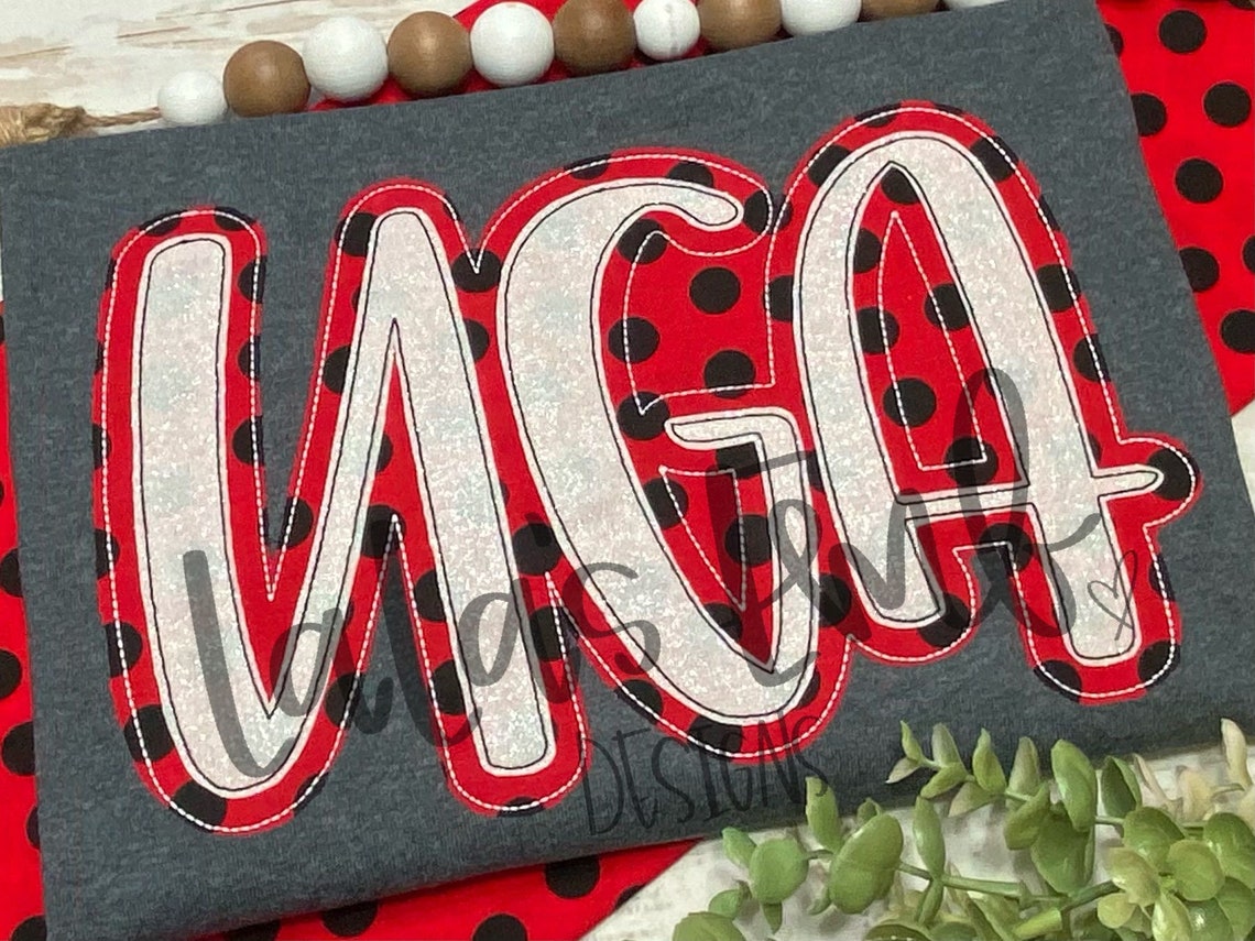UGA Double Stack Team Applique Design - Hand Lettered Design - Etsy