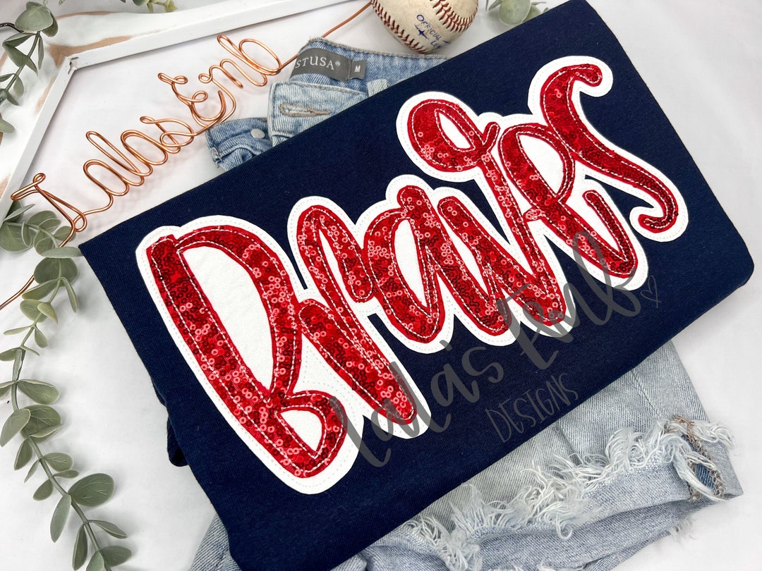 Braves Double Stack Applique Design - Hand Lettered Design - Etsy