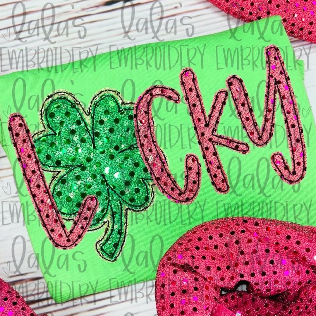 Lucky Shamrock Applique Design - Hand Lettered Design - Etsy