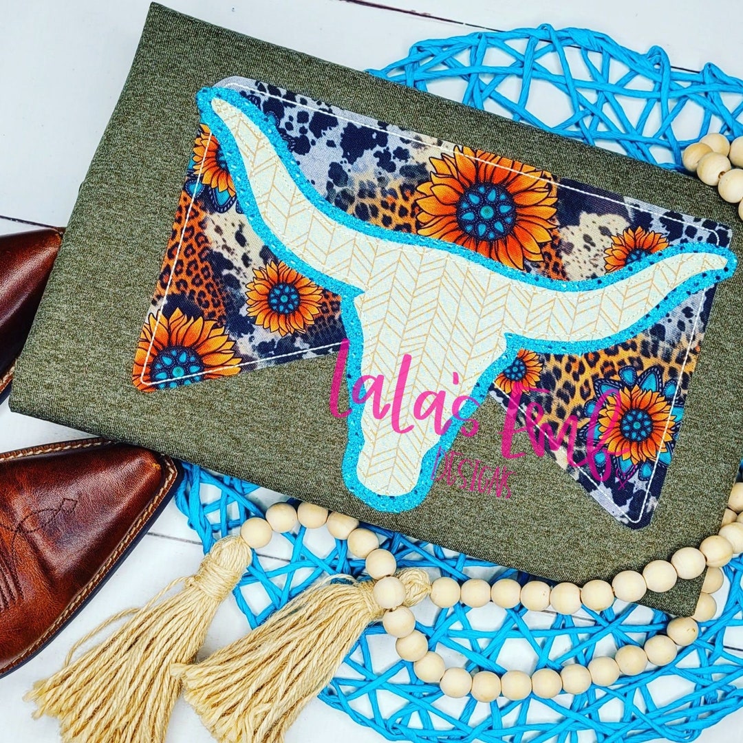 Longhorn Warning Double Stack Applique Design - Hand Lettered Design - Etsy