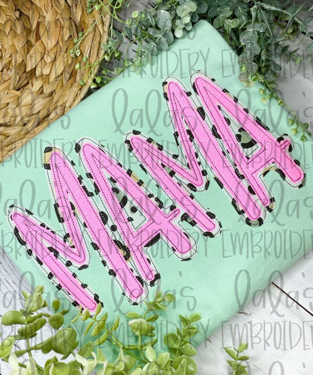 MAMA Double Stack Applique Design - Hand Lettered Design - Etsy