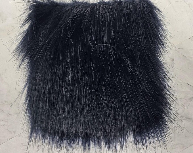 5" Precut Square Dense Long Pile Faux Fur Fabric Dark Navy for Poms and ...