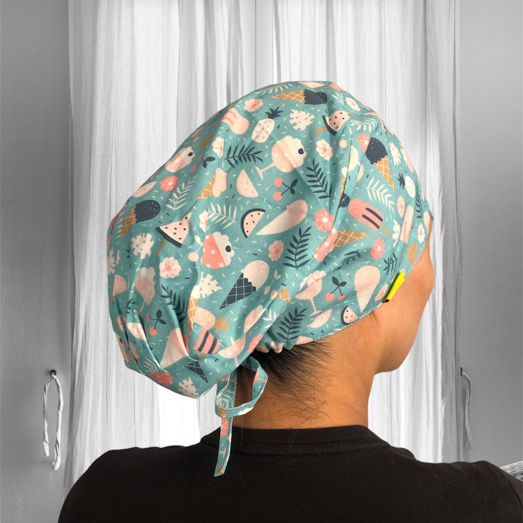 Ice Cream Summer Scrub Caps for Women, Surgeon Surgical Cap, Ponytail ...