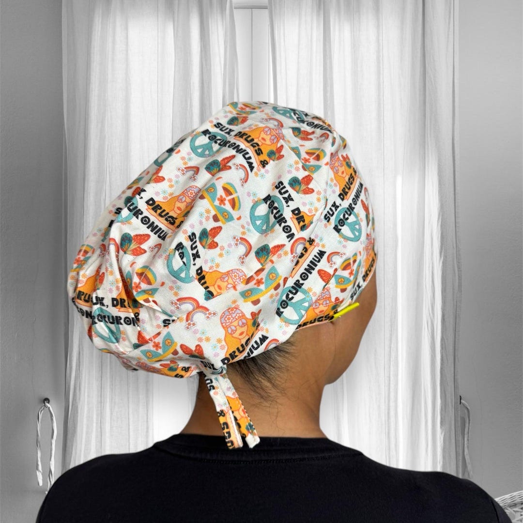 Sux, Drugs and Roc Women Scrub Caps, Anesthesiologist Surgical Cap ...
