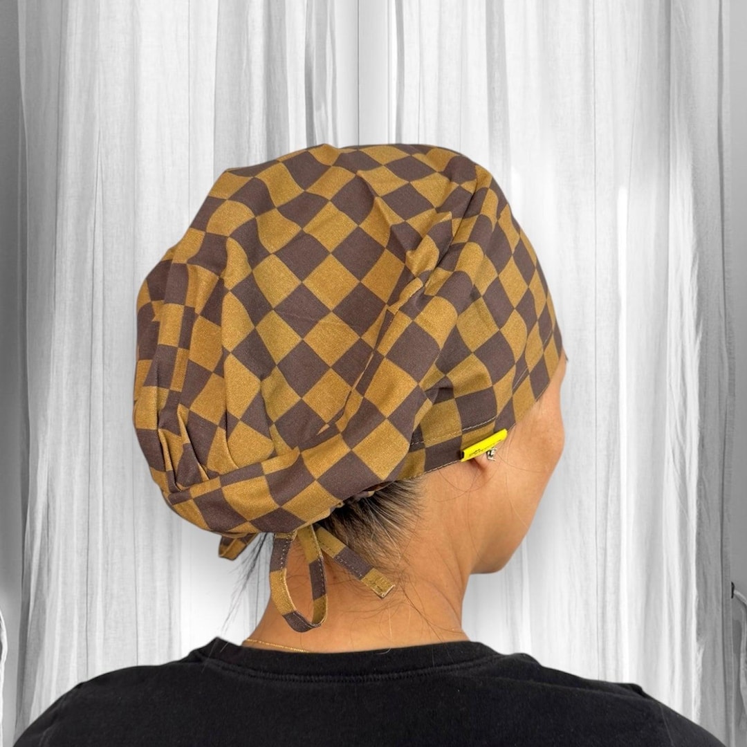 Boujie Louie Checkerboard Scrub Caps for Women, Surgeon Scrub Caps ...