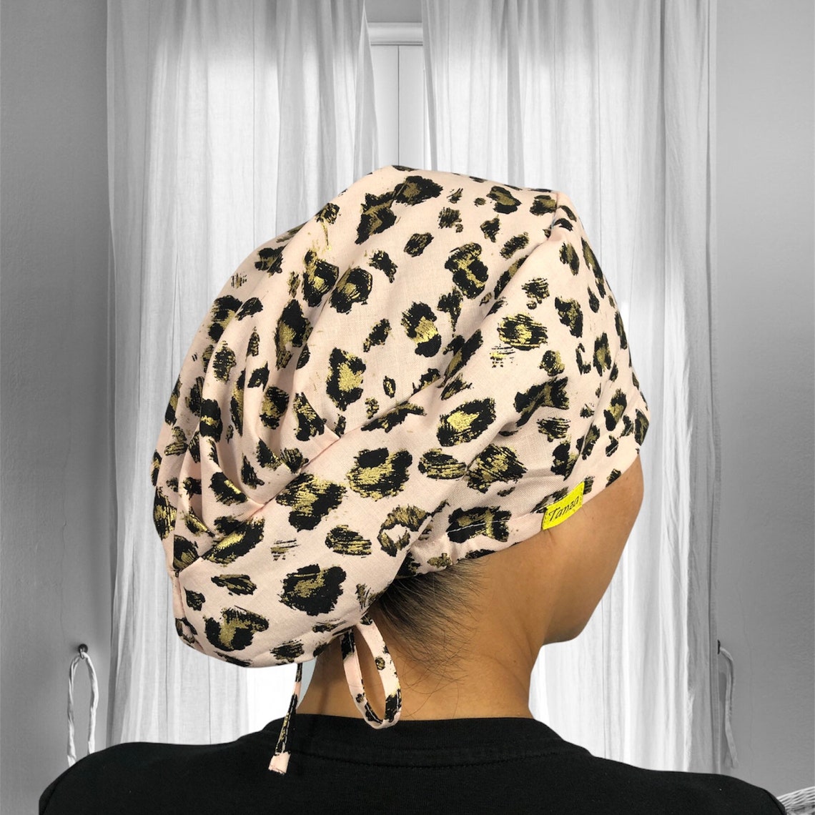 Gold on Pink Leopard SCRUB CAPS for Women, Surgical Cap Women, Scrub ...