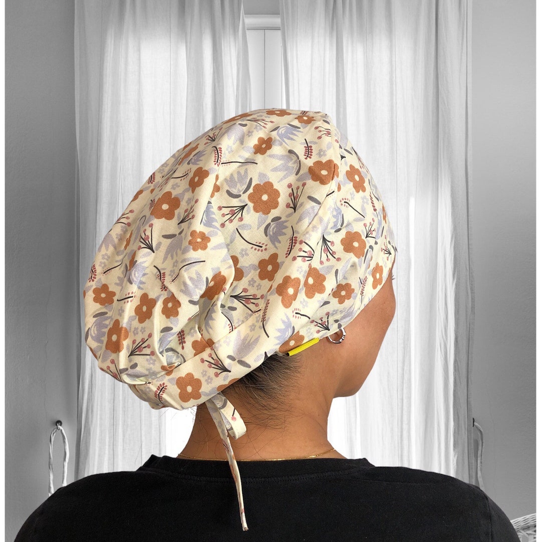 Wildflowers- Boho SATIN Lined Scrub Caps, Bohemian Surgical Cap ...