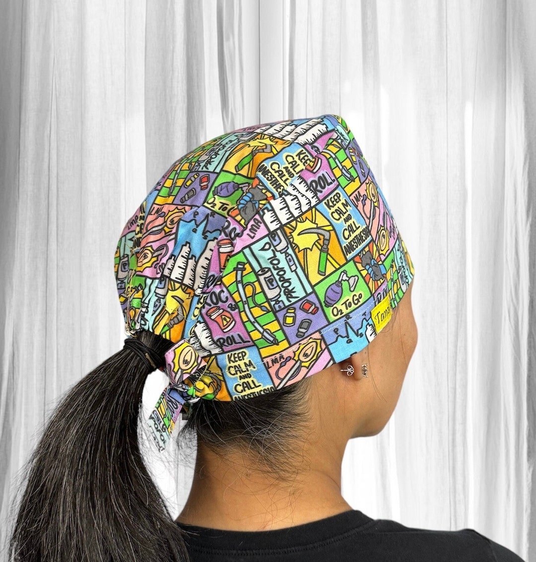 Anesthesia Comic Scrub Caps for Women, CRNA Surgical Cap, Nurse ...