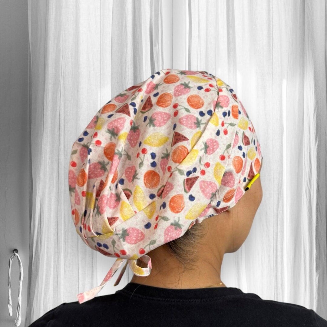 Summer Fruit Womens Scrub Caps, Cottagecore Surgical Cap, Strawberry ...