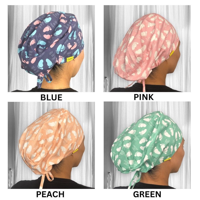 L & D BABIES Feet- Scrub Caps for Women, Ob Gynecologist Surgical Cap ...
