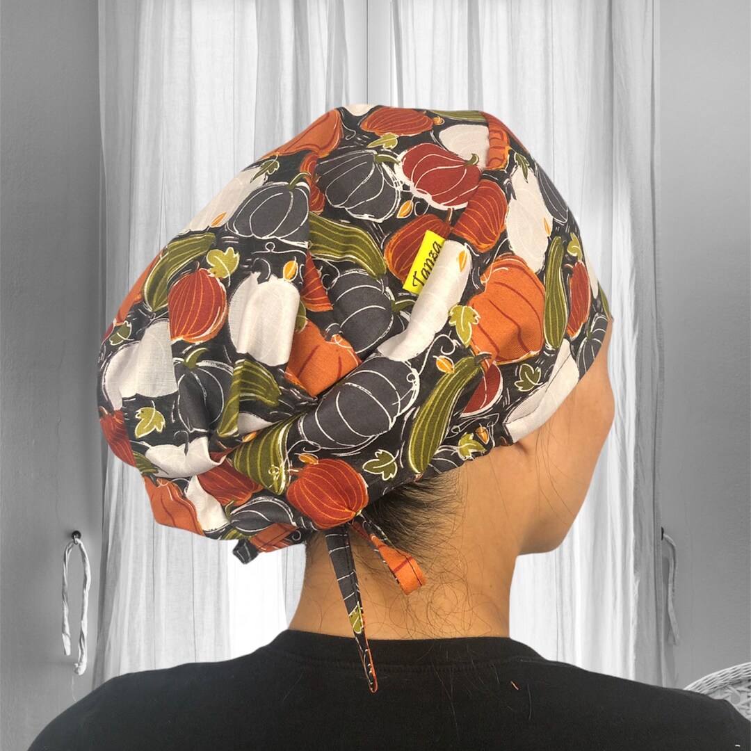 Pumpkin Scrub Caps, Gourds Scrub Hat, Thanksgiving Surgical Cap, Fall ...