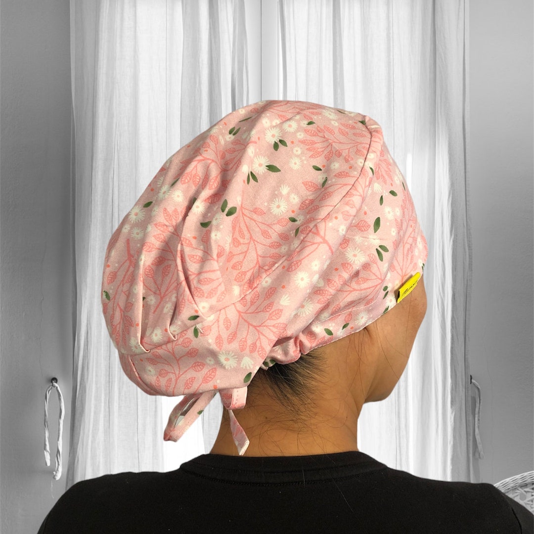 Blush Pink Floral Scrub Caps for Women. Surgical Caps for Surgeon ...