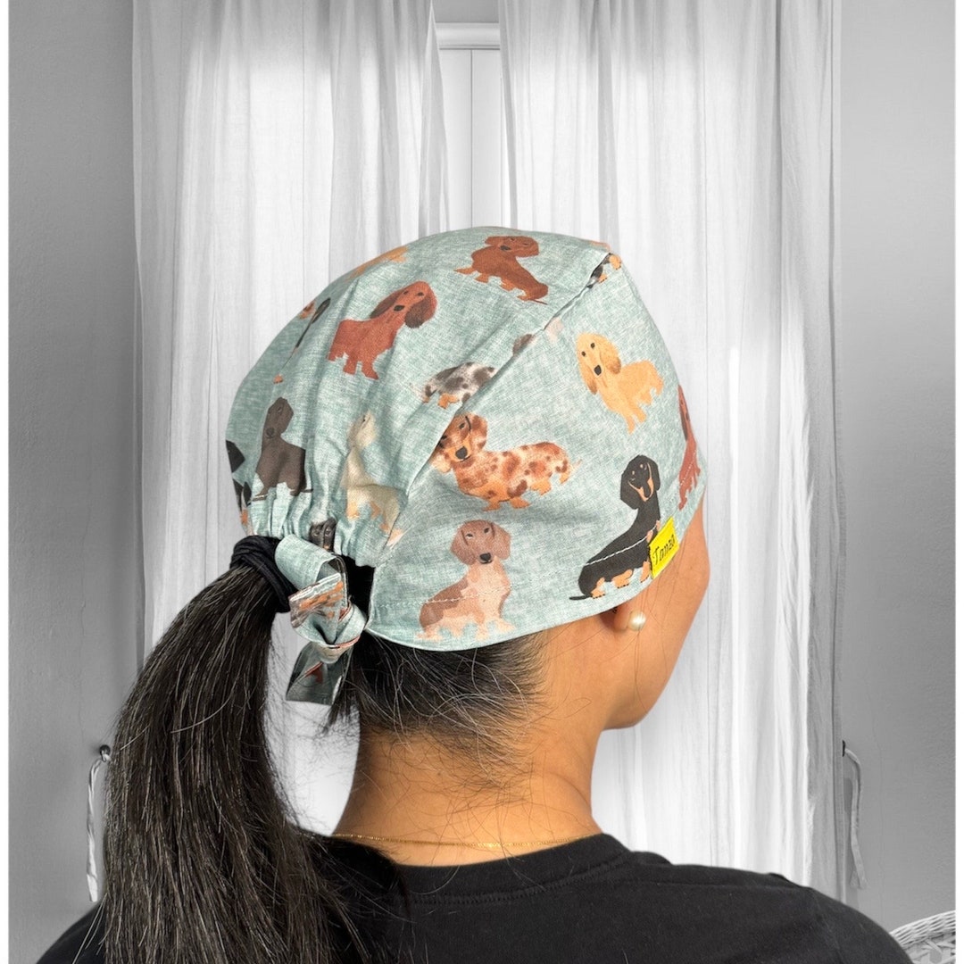 Dachshund - Mens Surgical Scrub Cap. Vet Tech Surgical Caps ...
