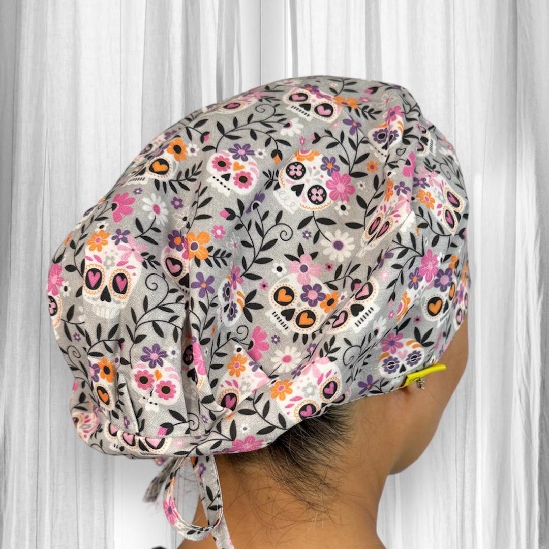 Sugar Skull Scrub Caps, Dia De Los Muertos Scrub Hat for Women, Day of ...