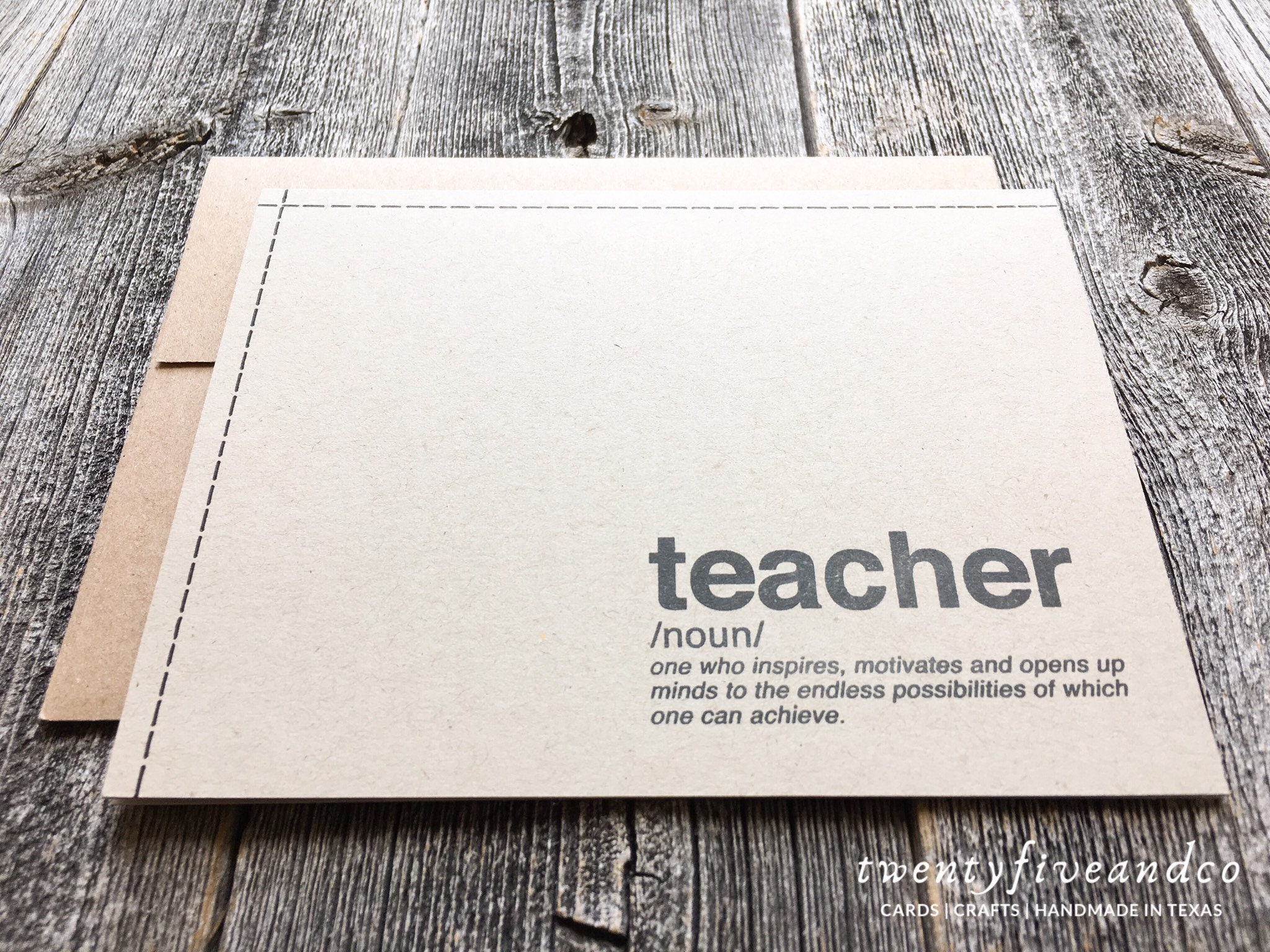 SINGLE CARD Black and Kraft Teacher Card Minimalist Teacher | Etsy