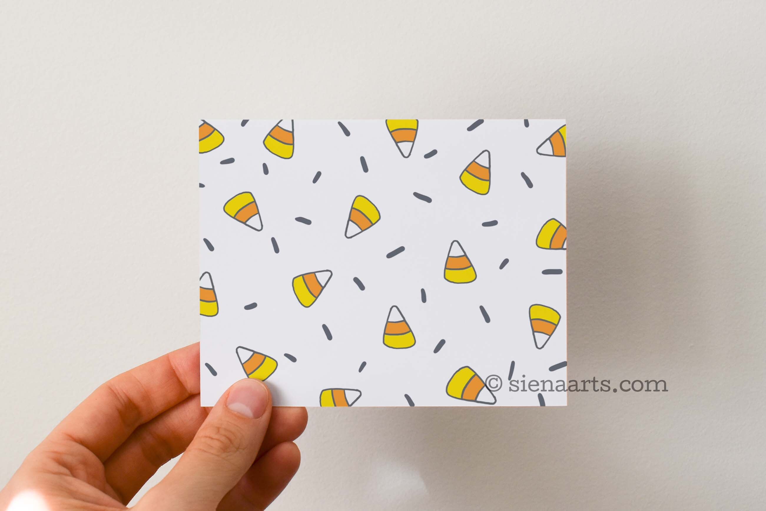 Candy Corn Print Halloween Cards, Cute Candy Corn Drawing Card Pack ...