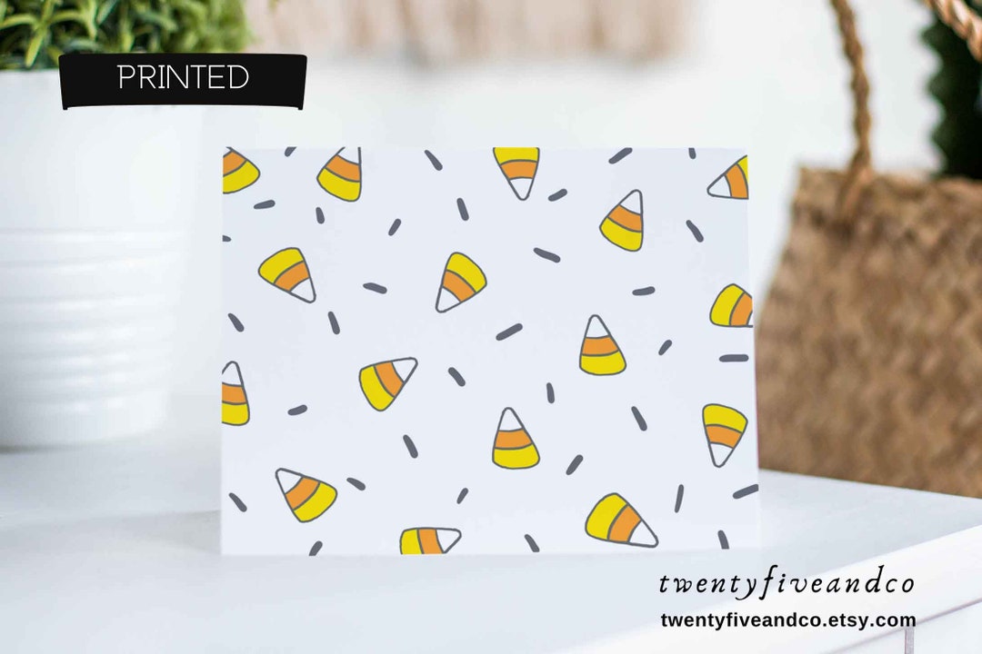 Candy Corn Print Halloween Cards, Cute Candy Corn Drawing Card Pack ...