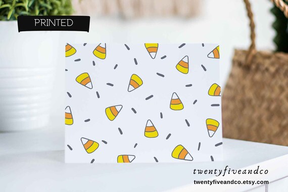 Candy Corn Print Halloween Cards Cute Candy Corn Drawing Card | Etsy