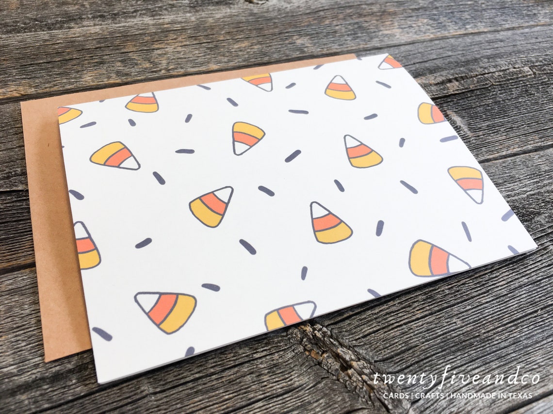 Candy Corn Print Halloween Cards Cute Candy Corn Drawing Card | Etsy