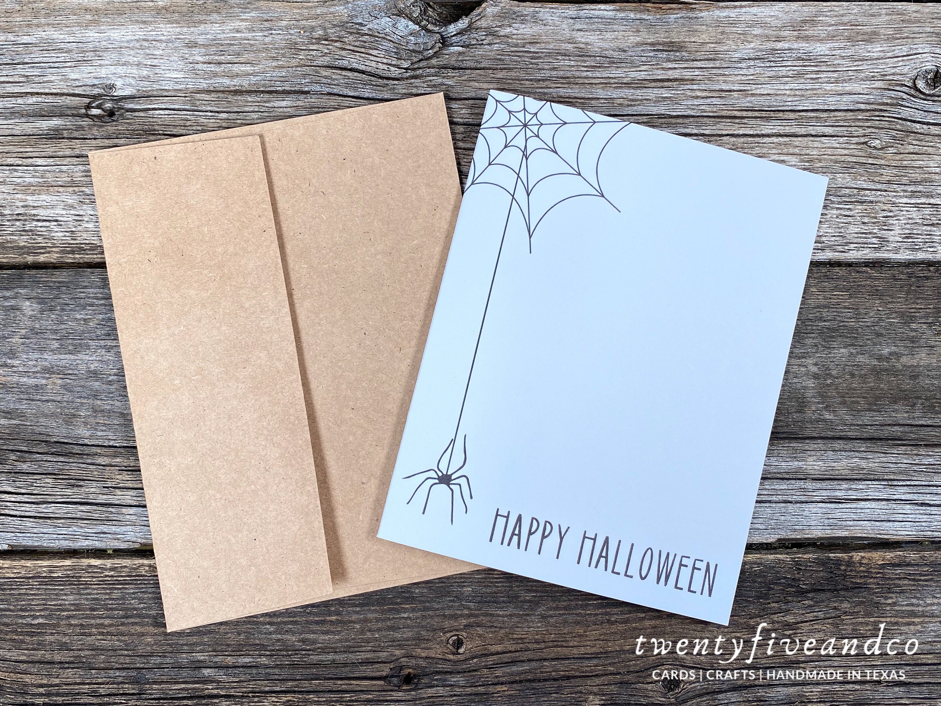 Spider Print Halloween Cards Blank Spider Web Drawing Card - Etsy