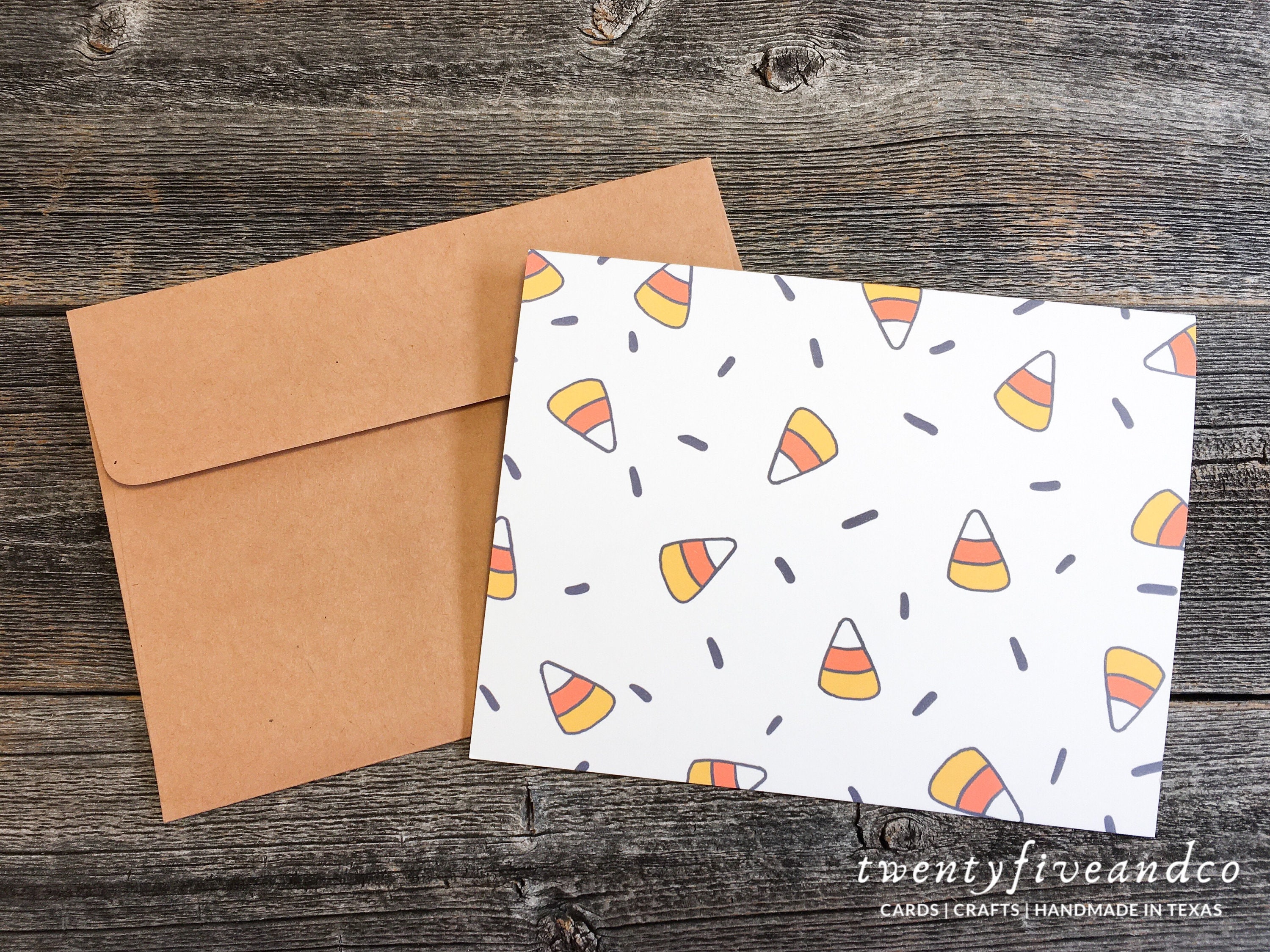 Candy Corn Print Halloween Cards Cute Candy Corn Drawing Card | Etsy
