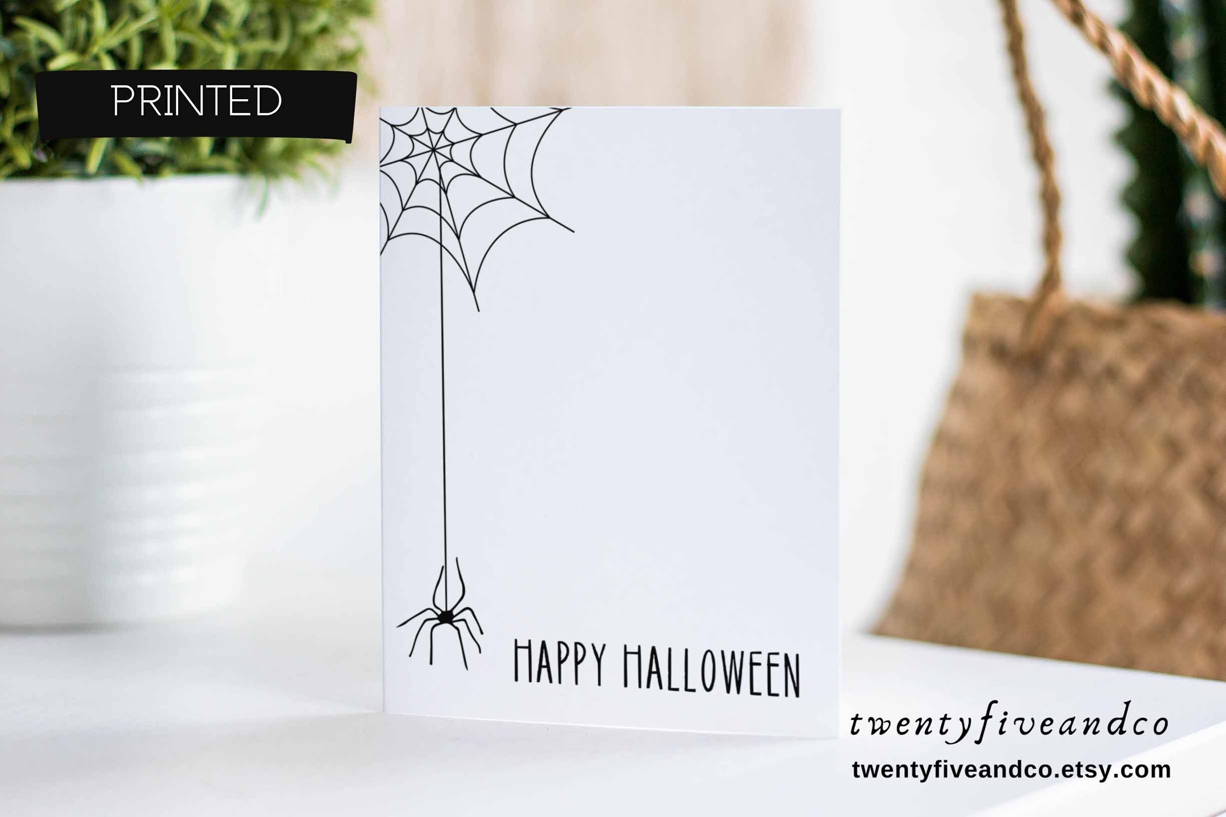 Spider Print Halloween Cards Blank Spider Web Drawing Card - Etsy