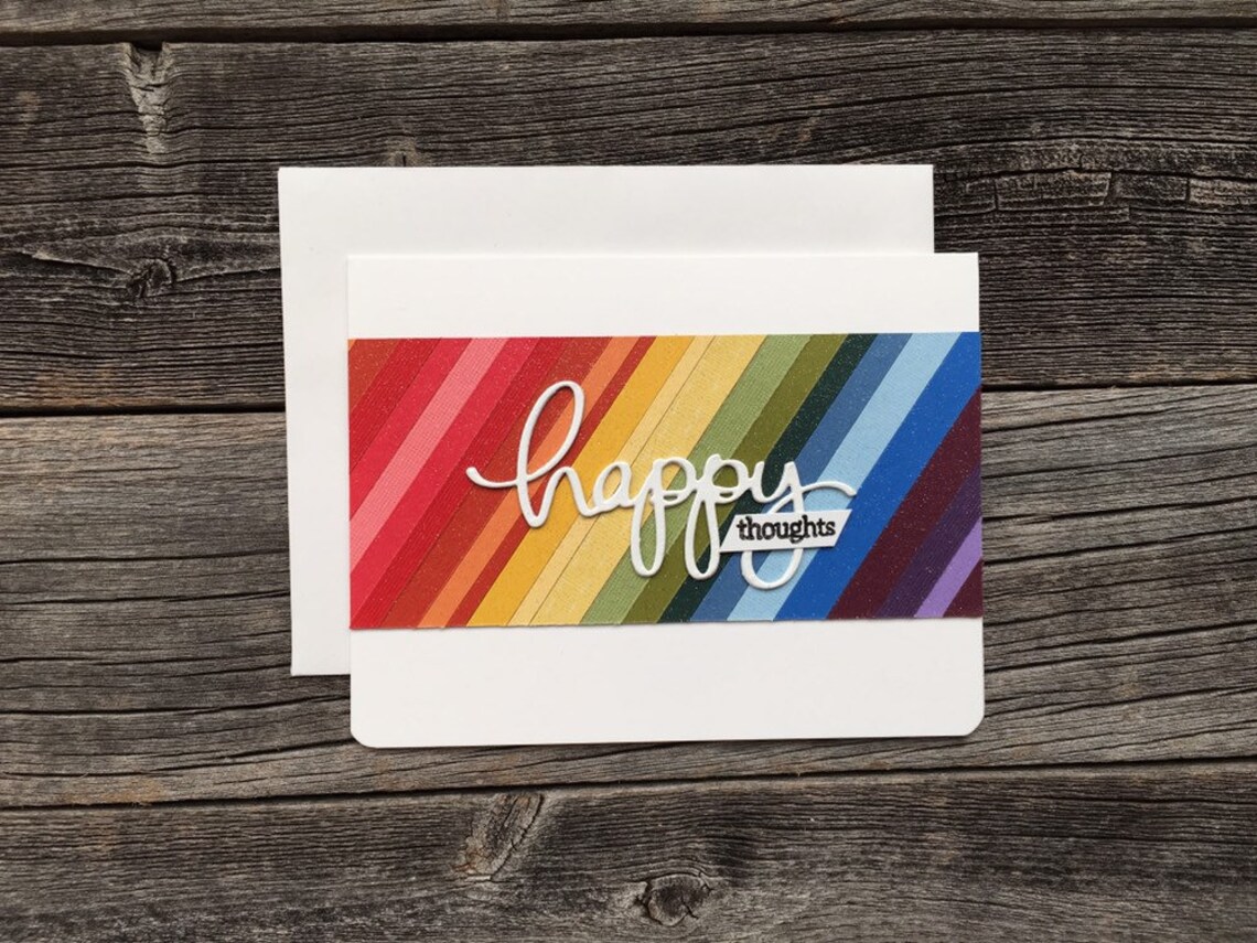 Set of 4 Glitter Rainbow Cards Assorted Happy Cards Set | Etsy