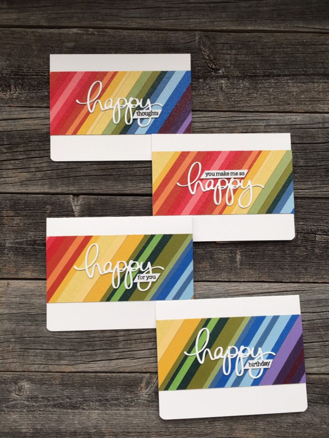 Set of 4 Glitter Rainbow Cards Assorted Happy Cards Set - Etsy