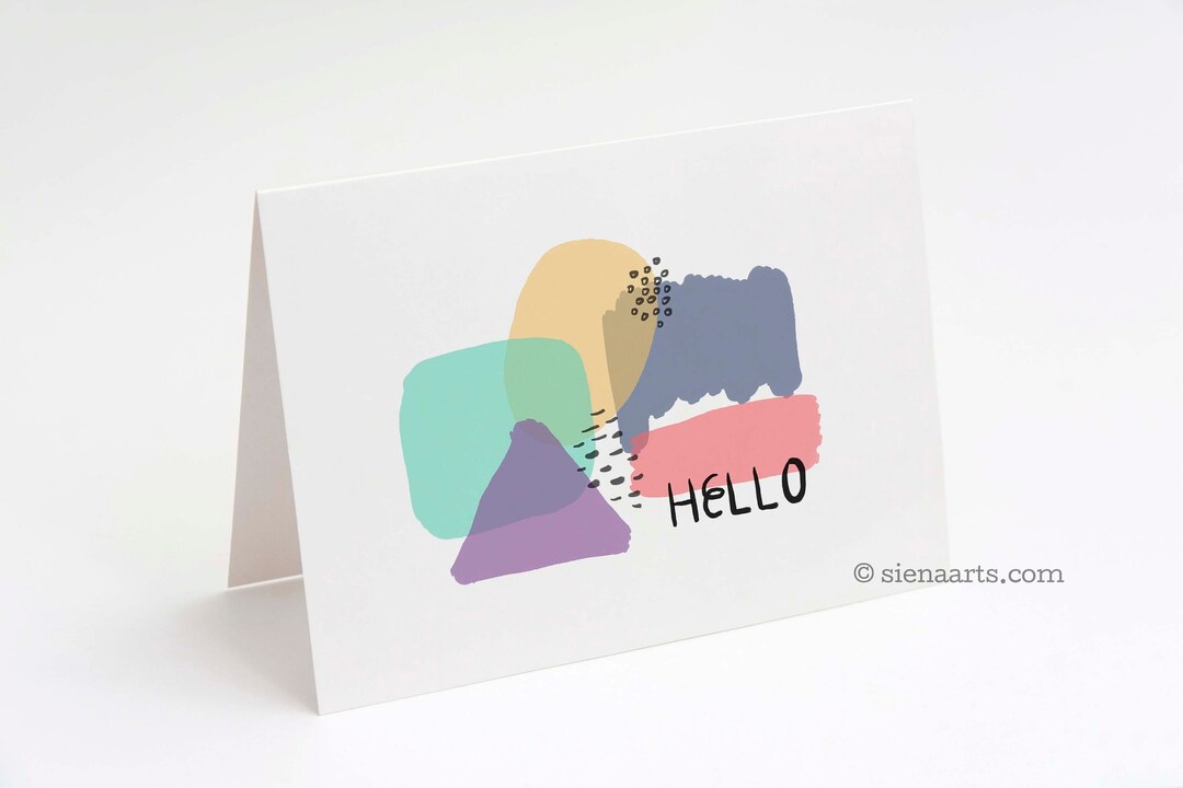 Hello Geometric Rainbow Cards, Modern Rainbow Card Pack, Blank Just ...