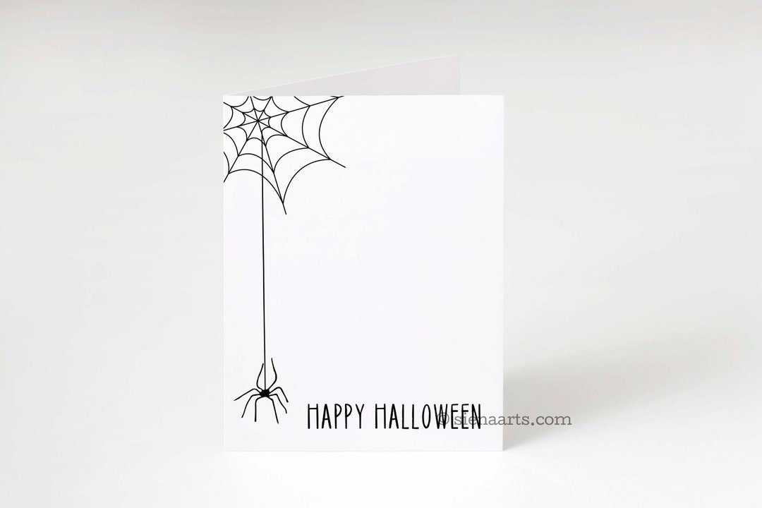Spider Print Halloween Cards, Blank Spider Web Drawing Card Pack ...